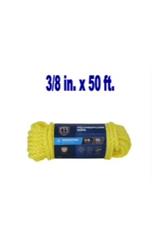 Yellow 3/8 in. X 50 ft. Twisted Braided Polypropylene Rope Load Limit ...