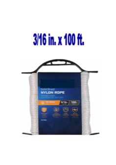 White 3/16 in. X 100 ft. Twisted Braided Nylon Rope Load Limit 58 lb ...