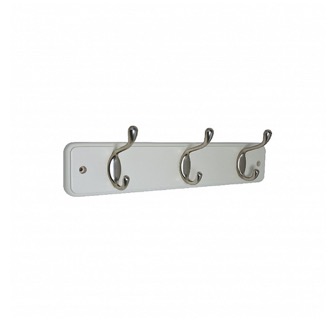Hook Set 3 Nickel Plated Hanging Hooks, White Wood Base. - H540728610