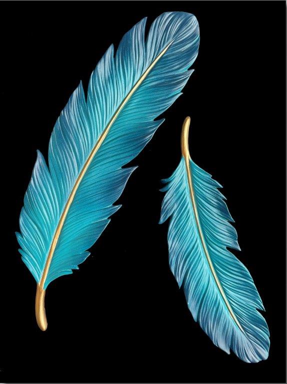 Resin 12 in. X 16 in. Feathers Palque Wall Art - H630765760