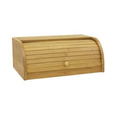 16 in. X 11 in. X 6.5 in Brown Bamboo Bread Box Roll Top Slatted Bamboo ...